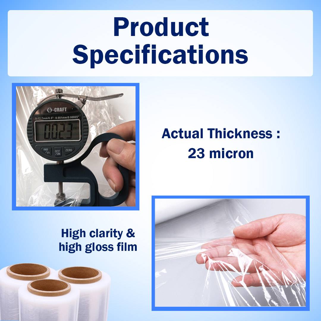 Transparent Stretch Film 3kg (2.8kg nett film) x 500mm 23 Micron