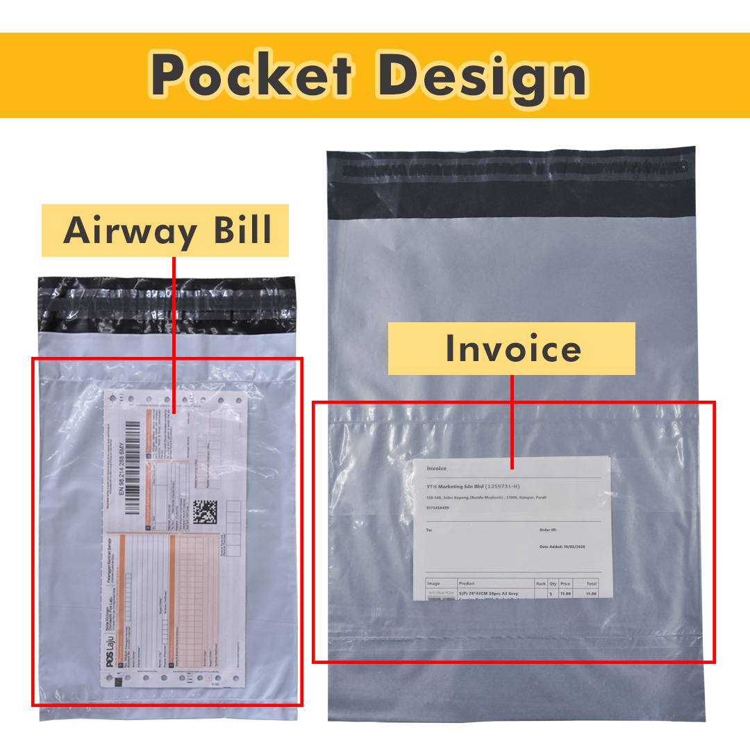 (1 BOX) Simple White Courier Bag With Pocket