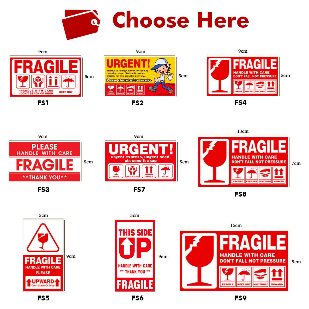Fragile Sticker - 1000pcs / 336pcs / 500pcs Pack