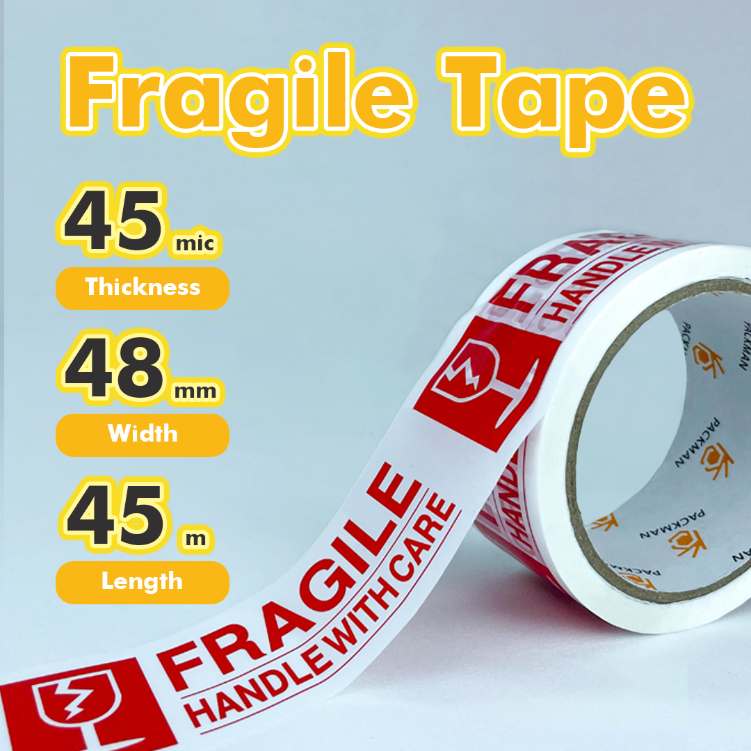 (1 UNIT) OPP Tape 48mm Fragile Tape 45mic X 48mm X 80m (90 YARDS)